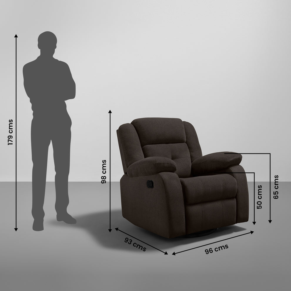 Buy Sleepyhead RX7 Swivel Rocker Recliner Egyptian Brown Fabric Online