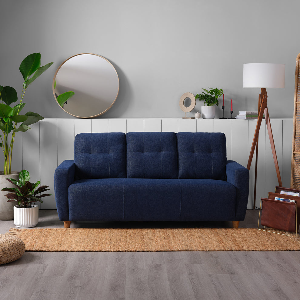 Buy Sleepyhead Yolo 3 Seater Berry Blue Fabric Sofa Onlin...