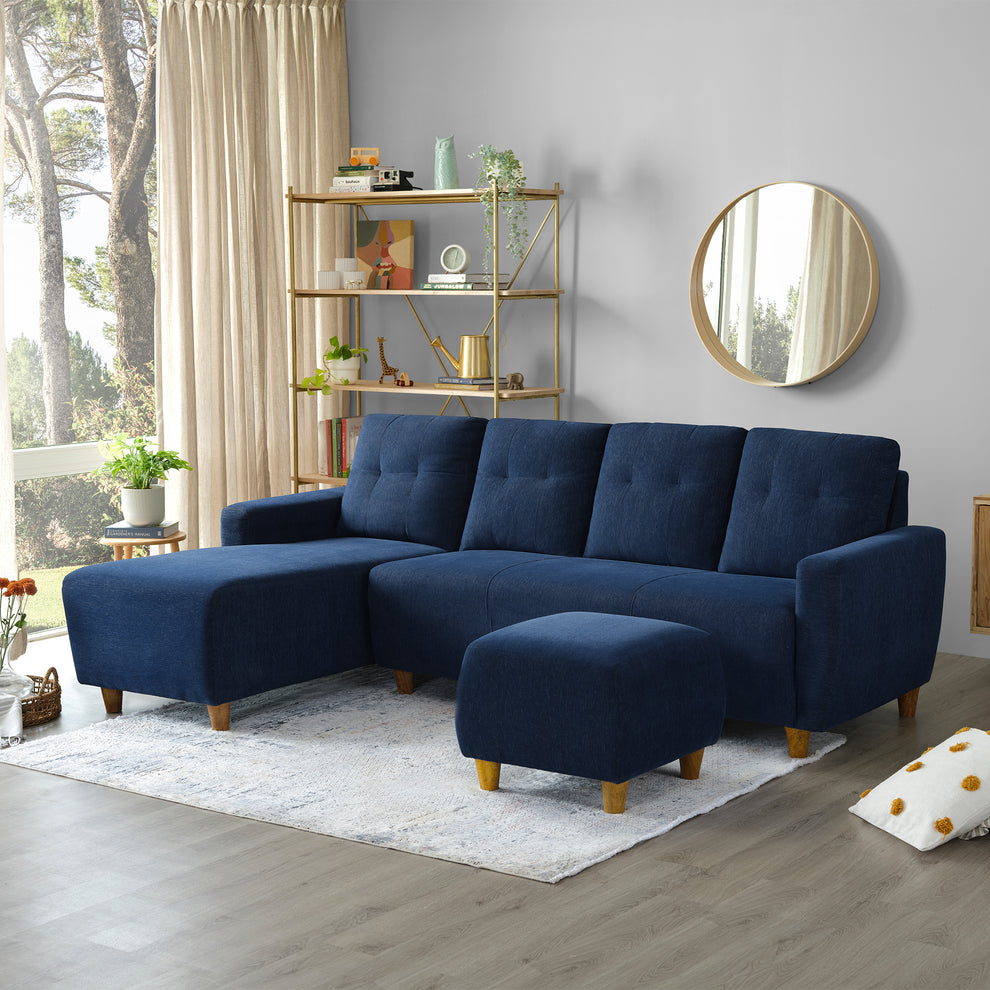Buy Sleepyhead Yolo 3 Seater Berry Blue Fabric Sofa Online at Best Pri