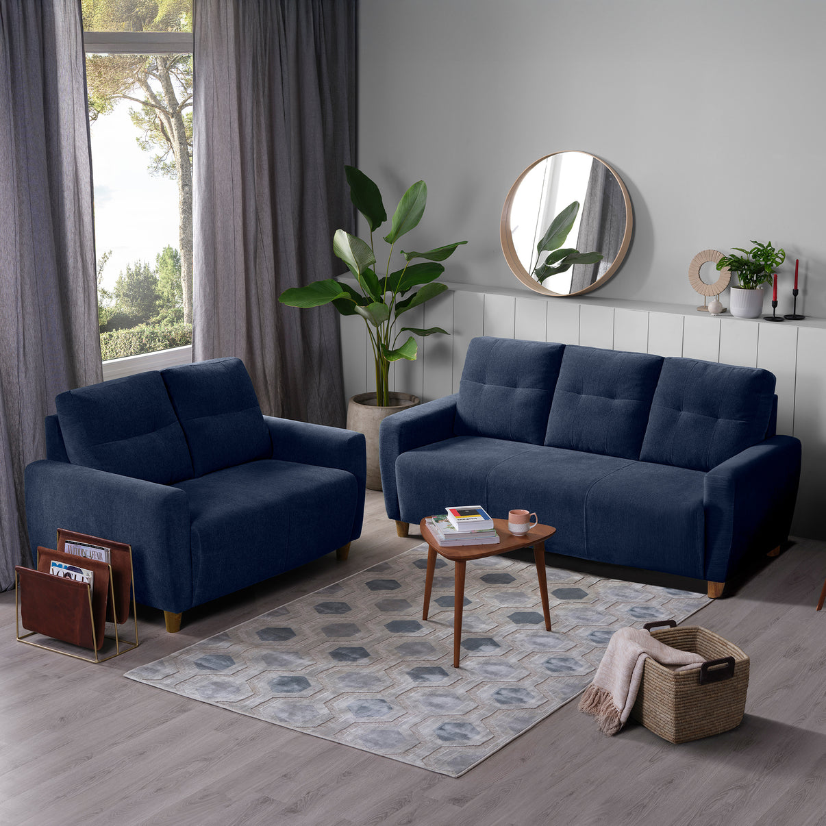 Buy Sleepyhead Yolo 2 Seater Berry Blue Fabric Sofa Online at Best Pri