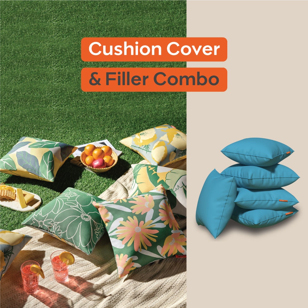 Buy Sleepyhead Blue Cushion Covers Set with Fillers Online India